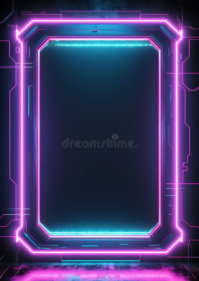 Glowing Cyberpunk Frame 80s Retro Nostalgic Stock Illustration ...