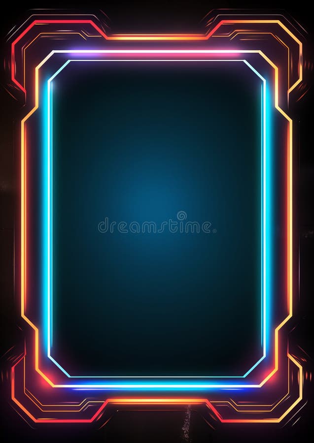 Glowing Cyberpunk Frame 80s Retro Nostalgic Stock Illustration ...