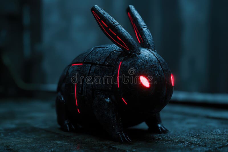 Glowing Cyberpunk Rabbit in the Dark Stock Illustration - Illustration ...