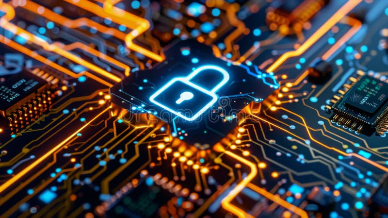 Glowing Cybersecurity Lock on Circuit Board Stock Image - Image of ... Glowing Cybersecurity Lock on Circuit Board Stock Image - Image of ...