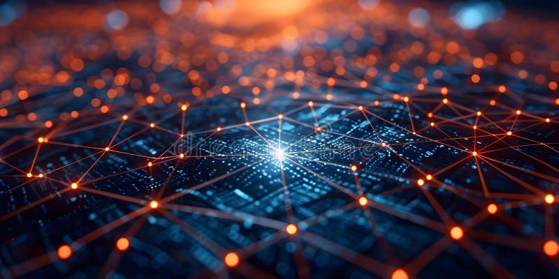 Glowing Cybersecurity Network: a Detailed Close-Up of Connections ...