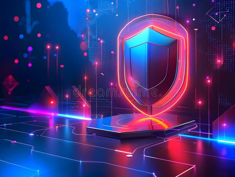 Glowing Cybersecurity Shield Protecting Against Digital Threats Stock ...