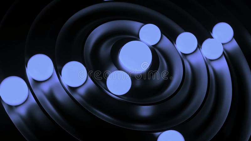 Glowing 3d Balls Move in Rings. Design. Rotating 3d Balls in Spiral ...