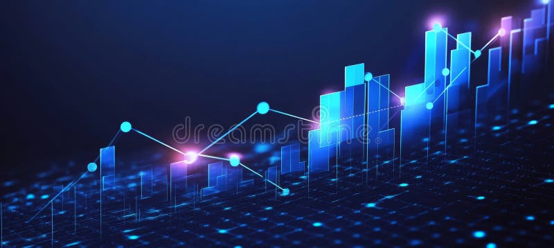 Glowing 3D Chart and Graph on Dark Abstract Background. Analytics ...