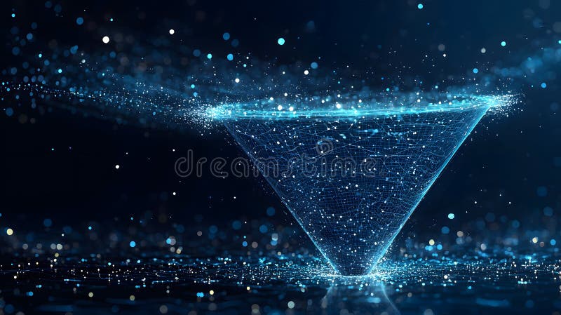 Digital Funnel with Data Flow in Futuristic Hologram Stock Illustration ...