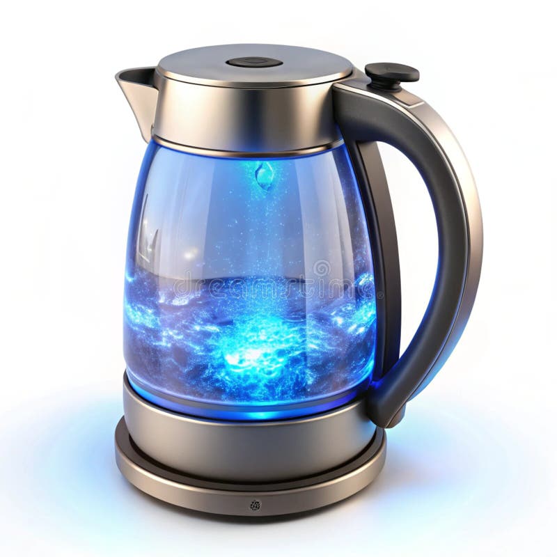 Glowing 3D Electric Kettle with Animated Boiling Water Stock ...