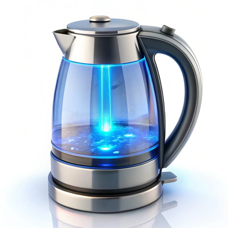 Glowing 3D Electric Kettle with Animated Boiling Water Stock ...