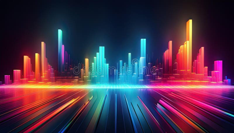 Glowing 3D Equalizer Bars in Sound Waves, 3D Background Music, Vibrant ...