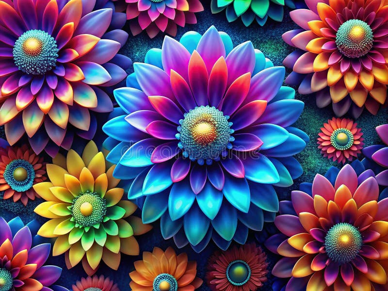 Glowing 3D Floral Architecture a Futuristic Seamless Pattern for Modern ...