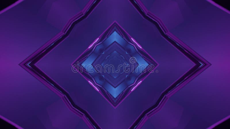 Violet Rhombus Design with Neon Lines 3D Illustration Stock ...
