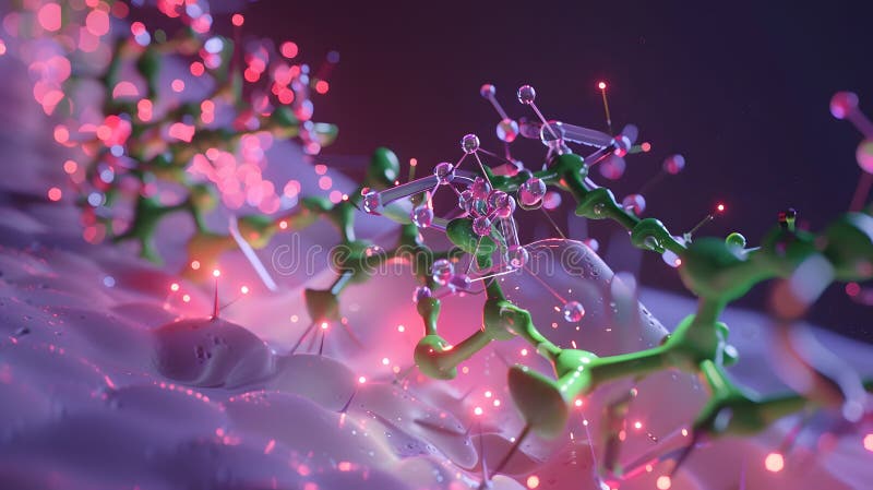 A Glowing 3D Illustration of a Complex Biochemistry. Stock Illustration ...
