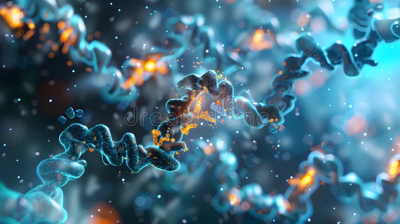 Glowing 3D Illustration of an Enzyme. Stock Illustration - Illustration ...