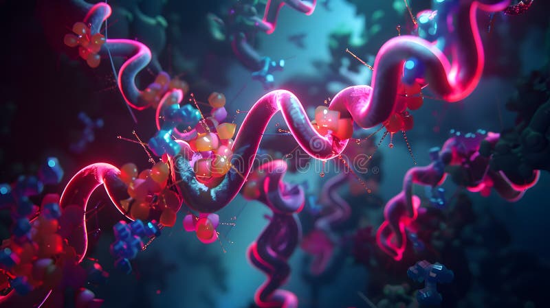 Glowing 3D Illustration of an Enzyme. Stock Illustration - Illustration ...