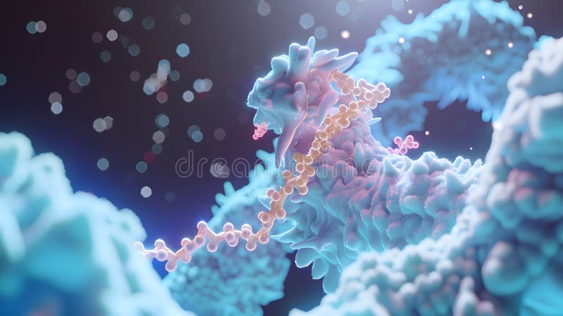 Glowing 3D Illustration of Enzyme Regulation Stock Illustration ...