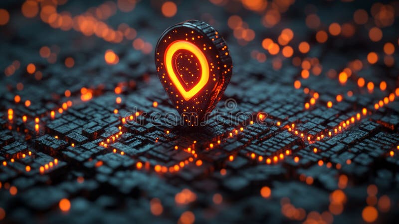 Glowing 3D Map Pin on Futuristic Digital Circuit Board Stock Image ... Glowing 3D Map Pin on Futuristic Digital Circuit Board Stock Image ...