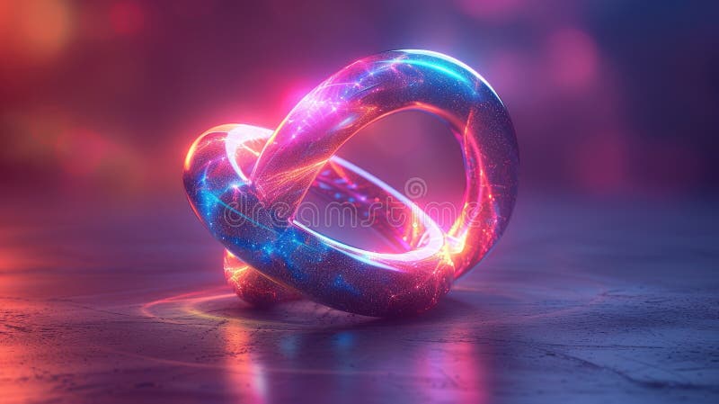 A Glowing 3D Rendering of a Torus Knot Made of Magenta and Blue Light ...