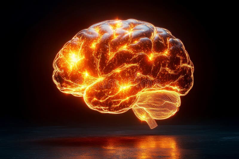 A Glowing 3D Representation of a Human Brain, Symbolizing Knowledge and ...