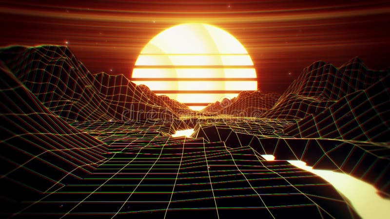 3D Retro Synthwave River Landscape VJ Loop Background Stock Video ...