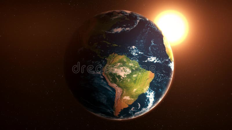 3D Spinning Planet Earth with Sun & Stars Loop Background Stock Video ...