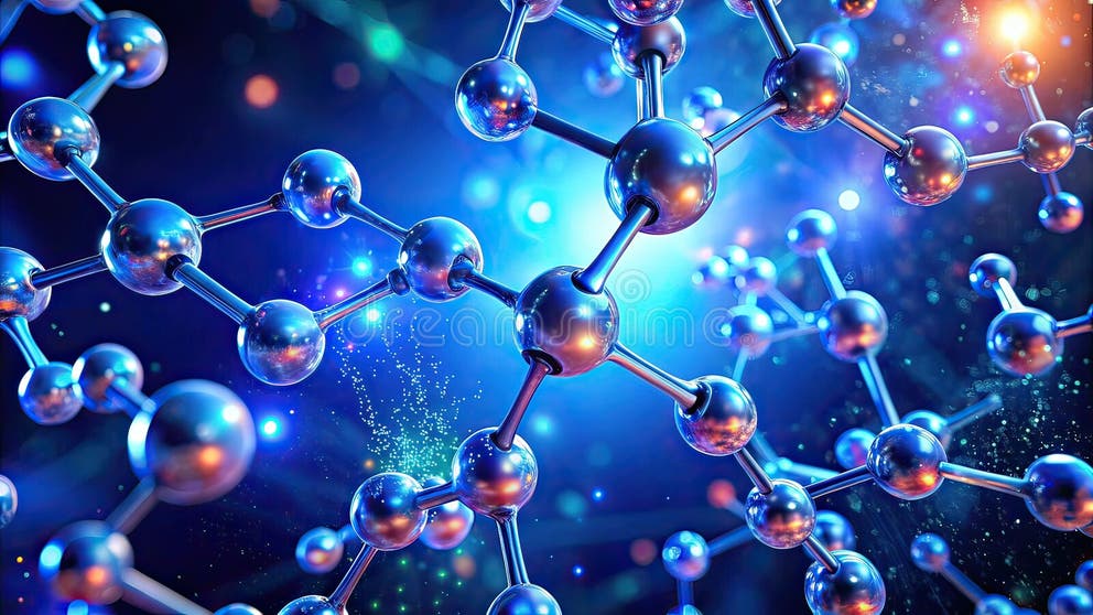 A Glowing 3D Visualization of Hydrogen Molecules Against a Deep Blue ...