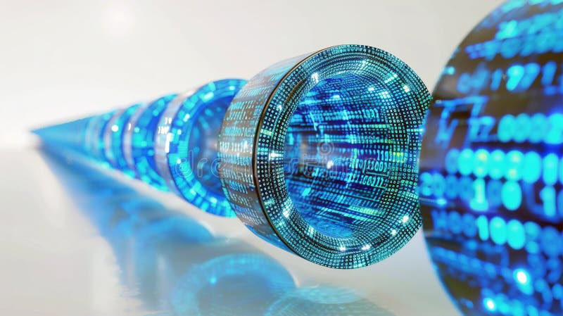 Glowing Data Cables on an Abstract Background, Conveying Information ...