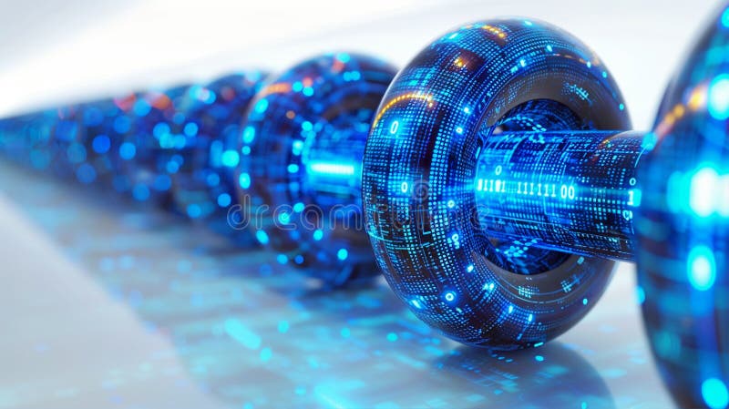 Glowing Data Cables on an Abstract Background, Conveying Information ...