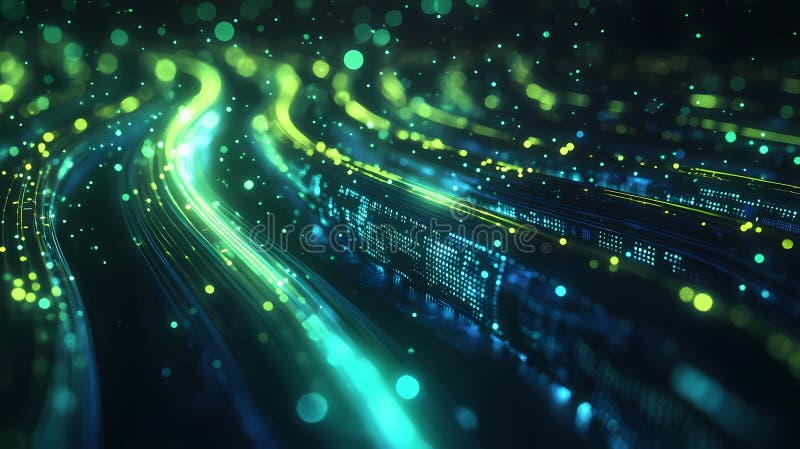 Glowing Data Cables Weave Across a Backdrop Representing Fast ...