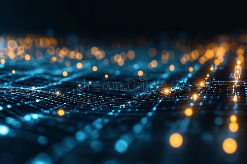 Glowing Data Signal Lines on a Black Background Stock Photo - Image of ...