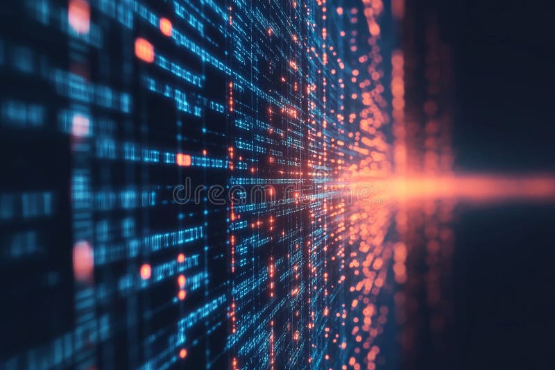 Glowing Data Signal Lines on a Black Background Stock Photo - Image of ...