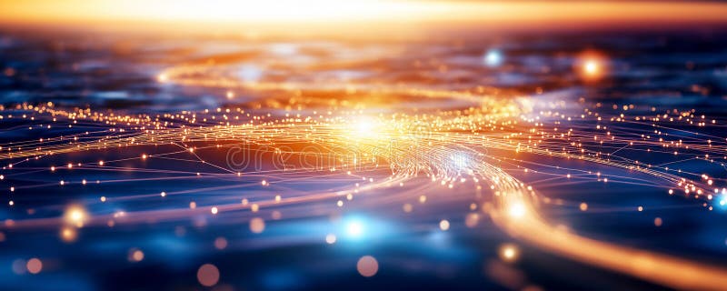 Glowing Data Streams and Digital Connectivity Stock Illustration ...