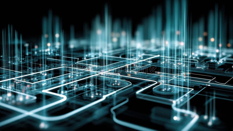 Glowing Data Streams Illuminate an AI-driven Smart City Layout ...