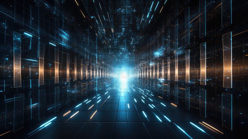 Glowing data tunnel stock illustration. Illustration of encryption ...