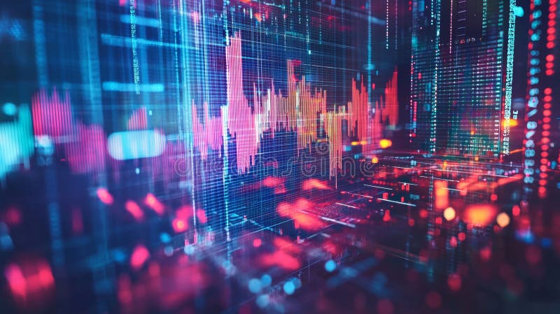 Glowing Data Visualization in a Digital Environment with Vibrant Colors ...