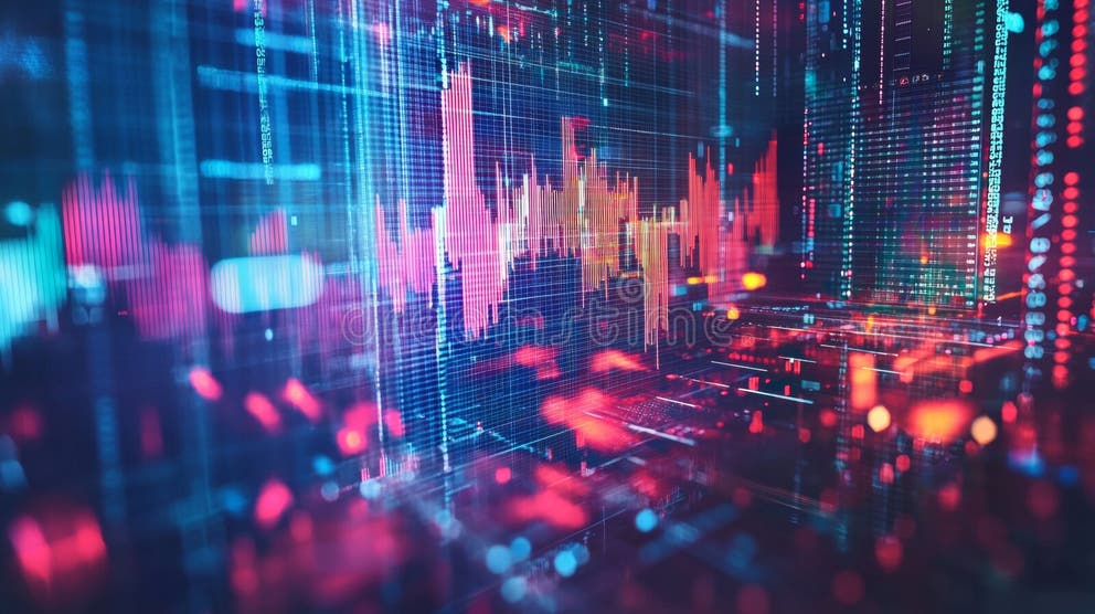 Glowing Data Visualization in a Digital Environment with Vibrant Colors ...