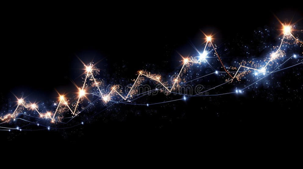 Glowing Data Visualization with Star-like Network on Dark Background ...