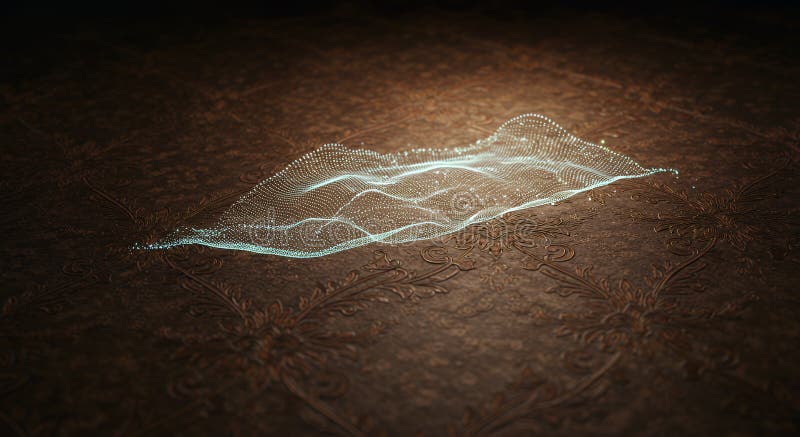 Glowing Data Wave Visualization on Ornate Surface for Technology ...
