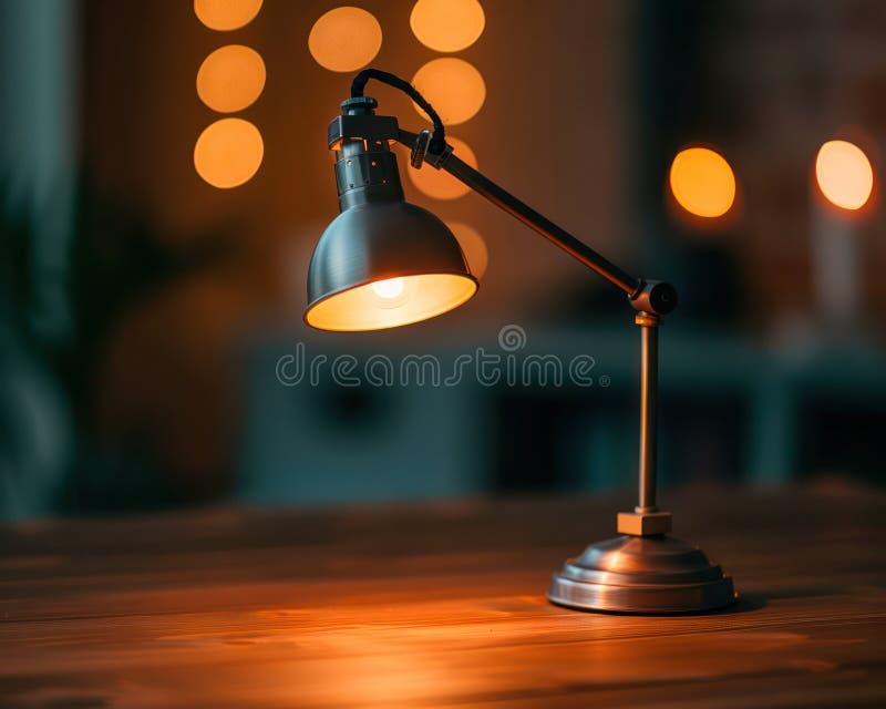 Illuminated Desk Lamp Focused on Books and Education, Casting a Warm ...