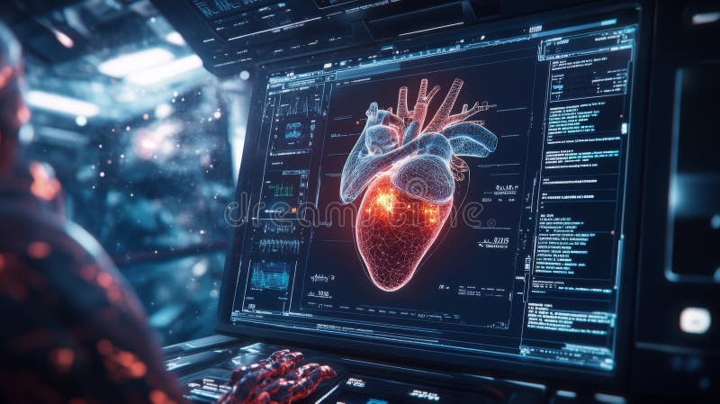 Futuristic Holographic Human Anatomy Display High Tech Lab Environment ...