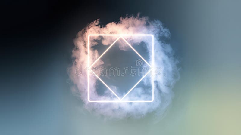 A Glowing Diamond Shape Emerges from a Misty Cloud Background, Creating ...
