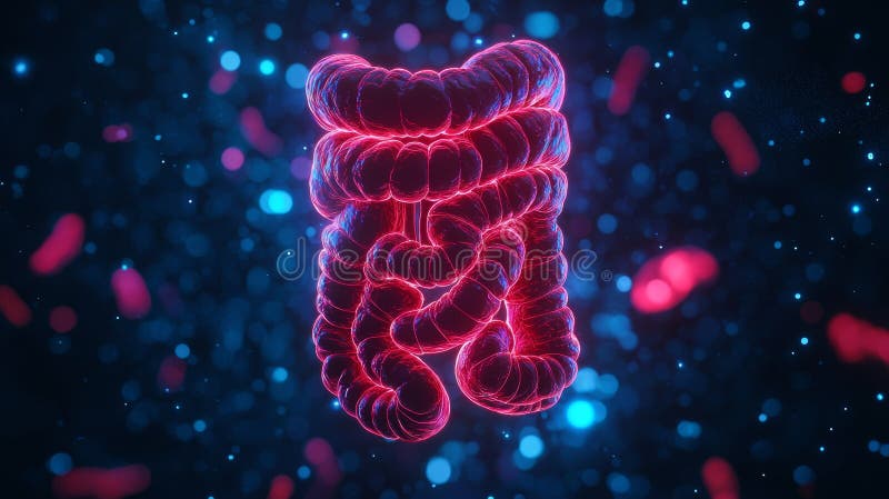 Glowing Digestive System and Gut Health Visualization Stock ...