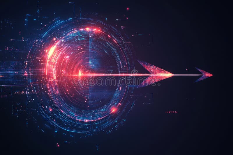 Glowing Digital Arrow Passing through a Futuristic Target, Symbolizing ...
