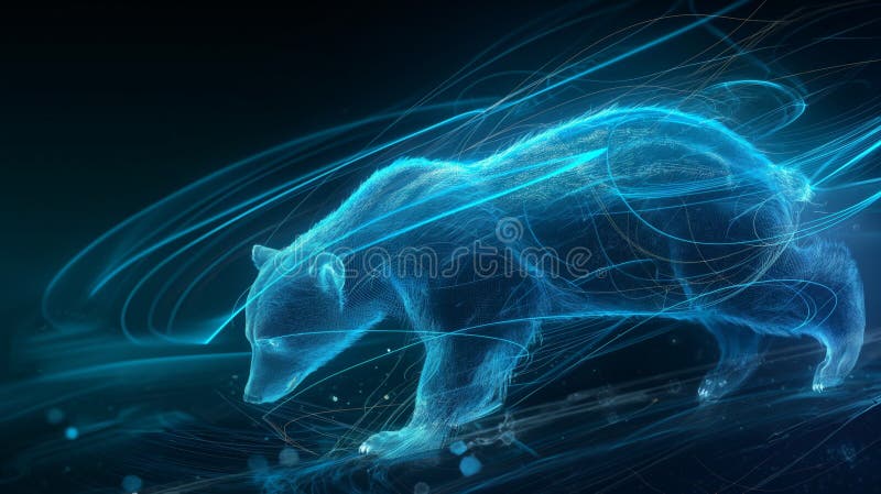 Glowing Digital Bear in Motion Stock Photo - Image of artistic, neon ...
