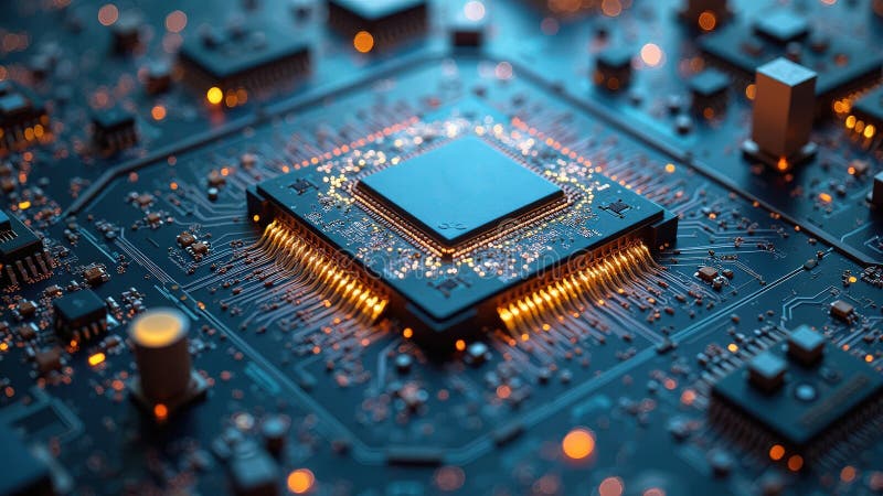 A Large Chip that Radiates Light , Symbolizing AI, Lines or Circuits ...