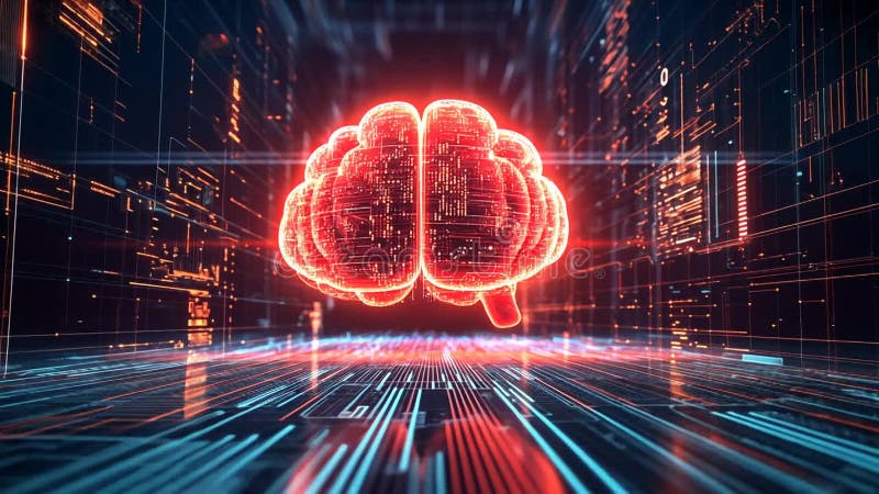 A Digital Brain Illuminated Amidst Abstract Technology, Representing ...