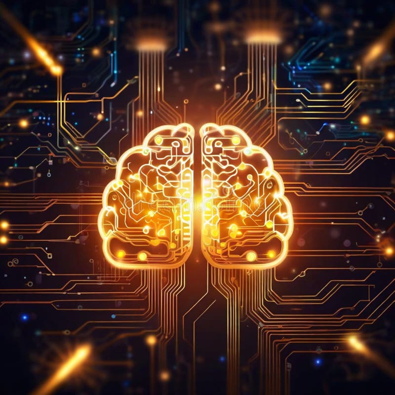 Digital Brain Made Glowing Nodes Lines Stock Photos - Free & Royalty ...