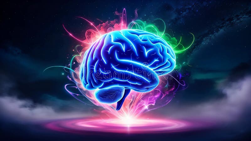 A Glowing Digital Brain with Neon Neural Connections, Representing ...