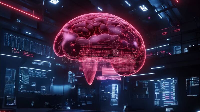 A Glowing Digital Brain, Representing Advanced Data Analysis and AI in ...