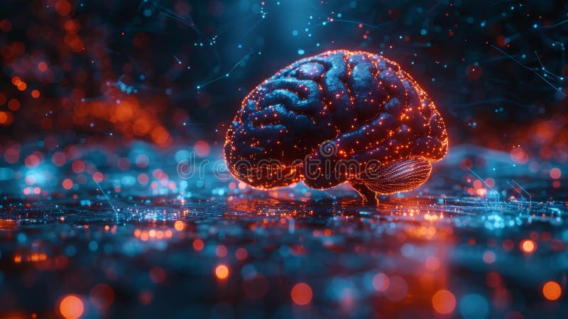 Glowing Digital Brain Representing Ai - Generative Ai Stock ...