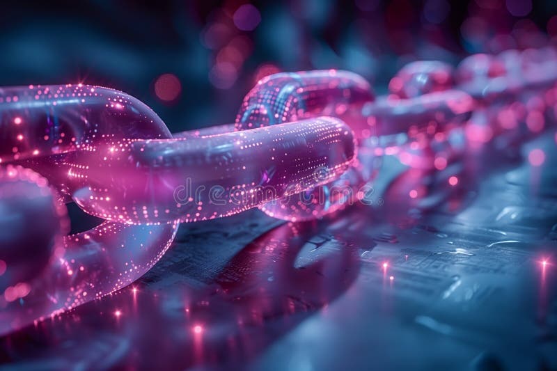 Abstract Digital Chain Concept on Blue Backdrop Stock Image - Image of ...