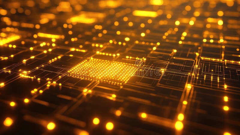 Glowing Digital Circuit Board Processing Data for Ai Stock Photo - Image of microchip ...